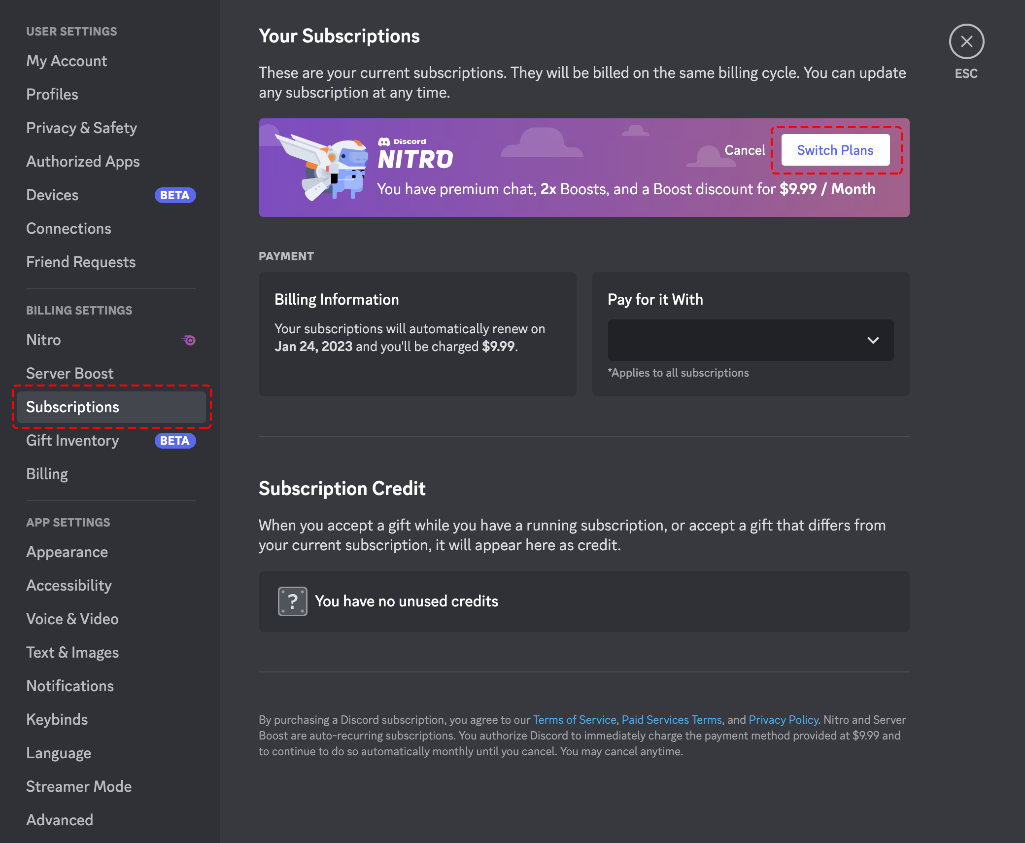 Discord Nitro Classic E START 