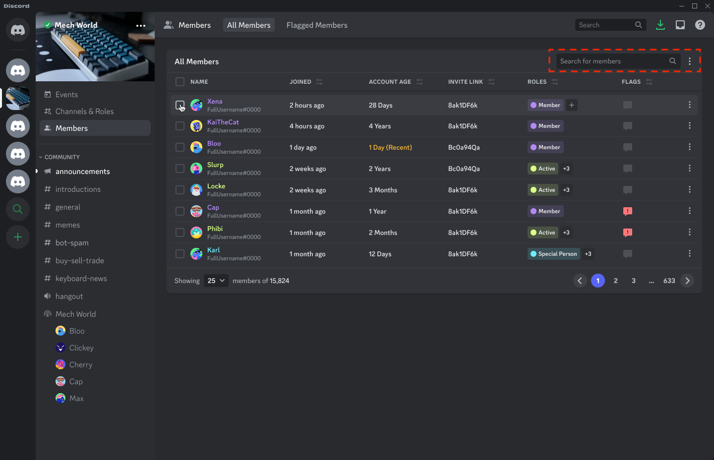 Members Page – Discord