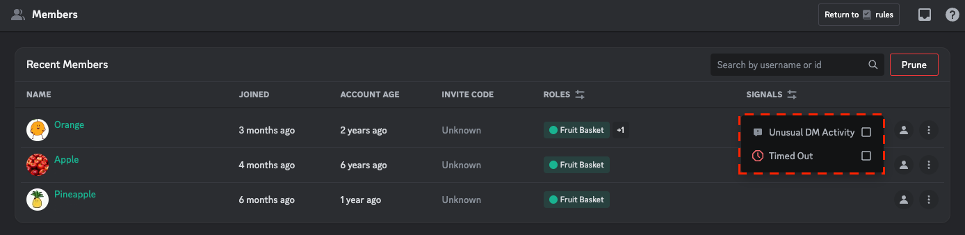 Members Page – Discord