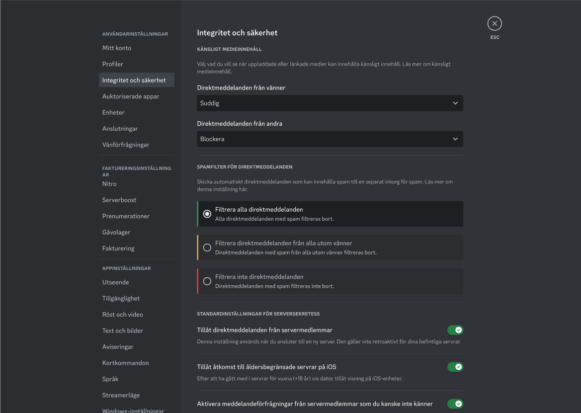 Discords Filter för Känsligt Innehåll – Discord