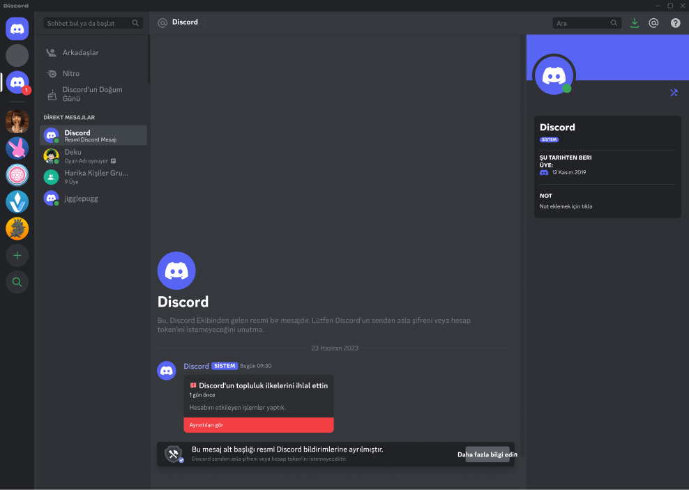 Discord Uyarı Sistemi – Discord