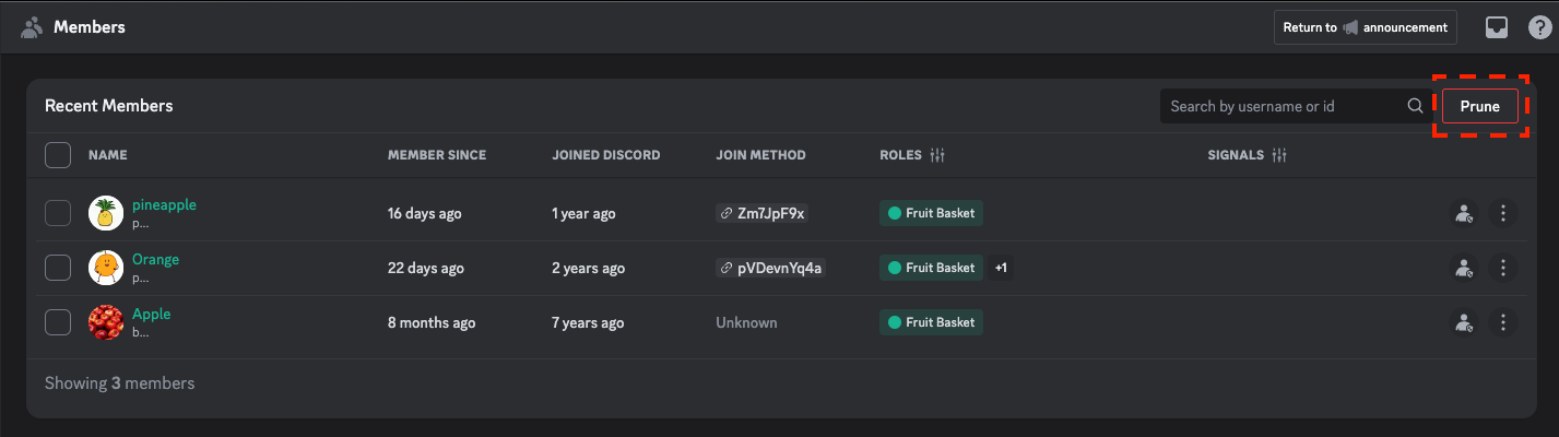 Members Page – Discord