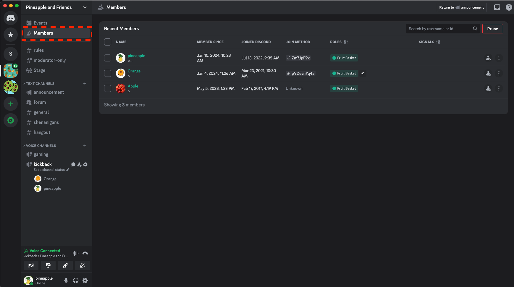 Members Page – Discord