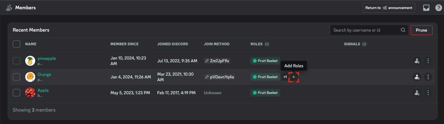 Members Page – Discord