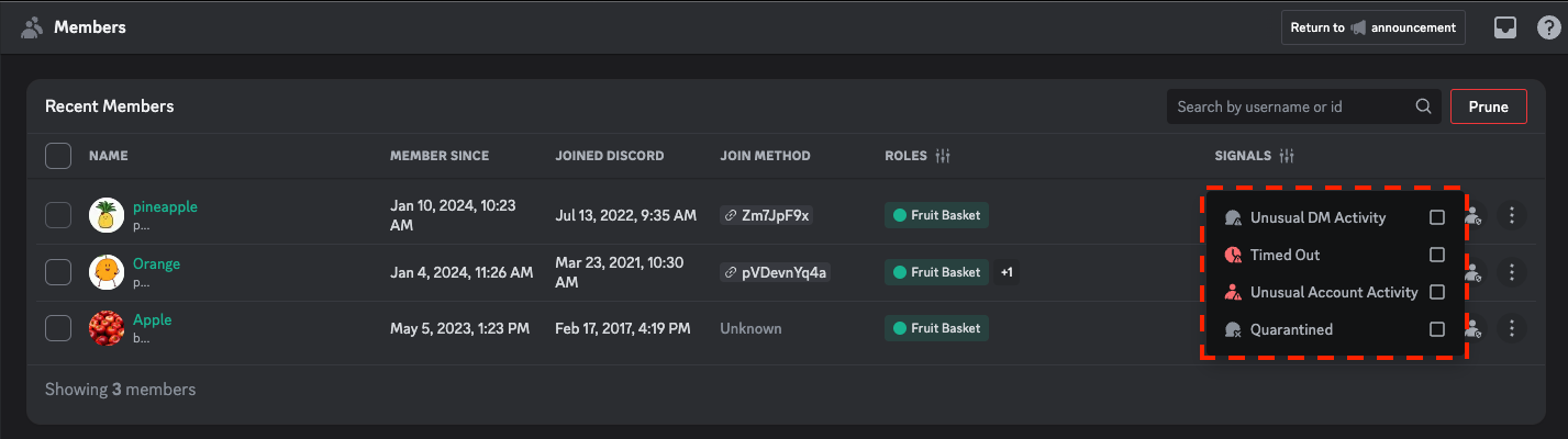 Members Page – Discord