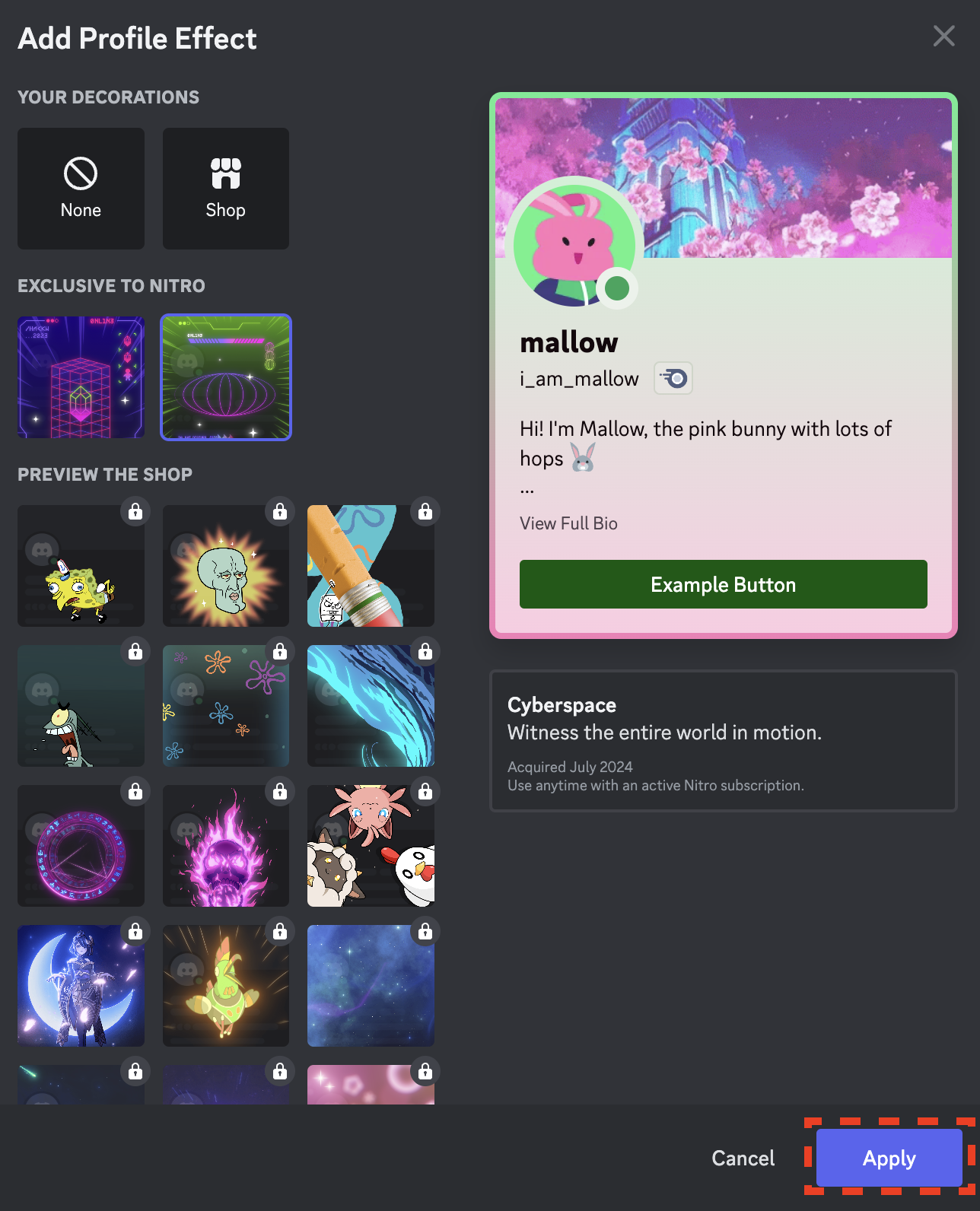 Hiệu ứng hồ sơ – Discord