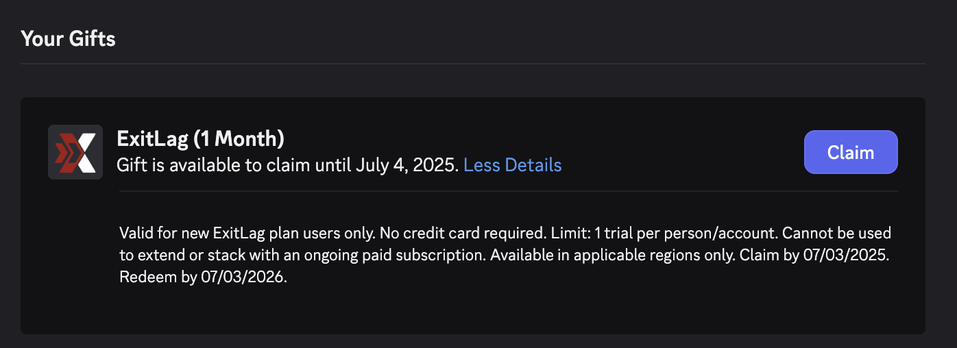 1 Month of Exitlag Solo Plan for Discord Nitro Users Promo FAQ – Discord
