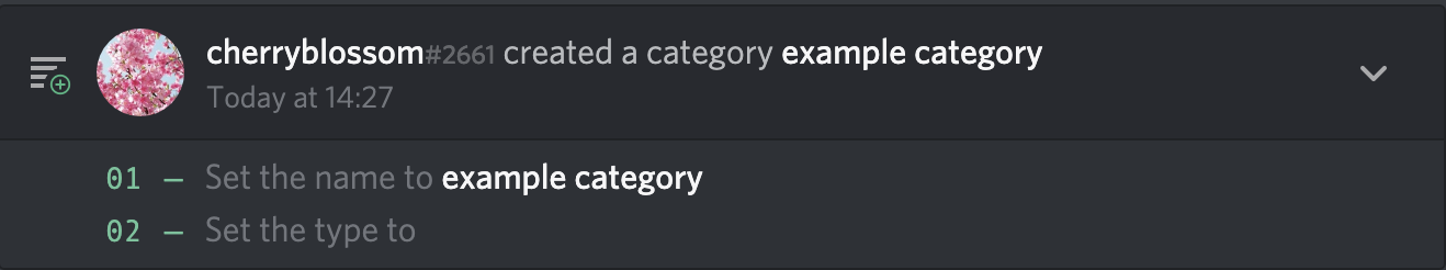 Audit log: Description for category channel type – Discord