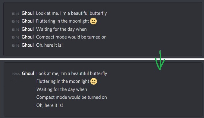 Minimalistic display of nickname in the chat – Discord