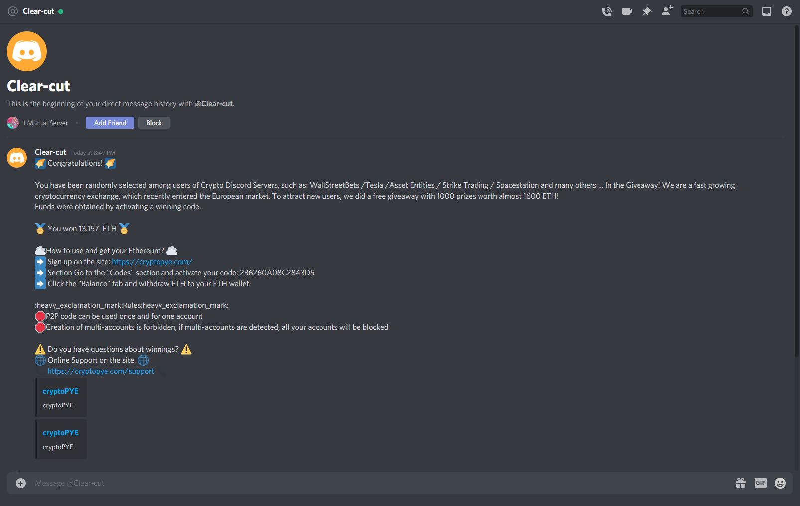 Reporting scam bots/people – Discord